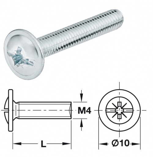M4 Connecting Screws 2-Pieces with Sleeve & Combi Slot Complete Fitting ...